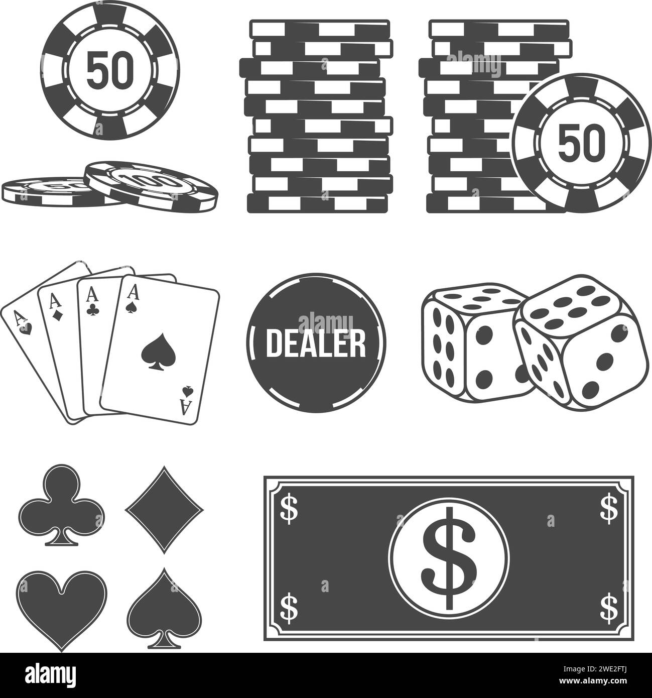 Casino chip set Black and White Stock Photos & Images - Alamy