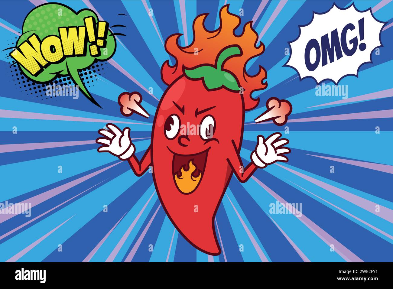 hot food red chili pop art Stock Vector Image & Art - Alamy