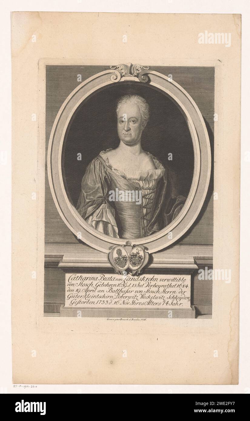 PortraT van Catharina Beata von Stosch, Georg Paul Busch, 1736 print ...