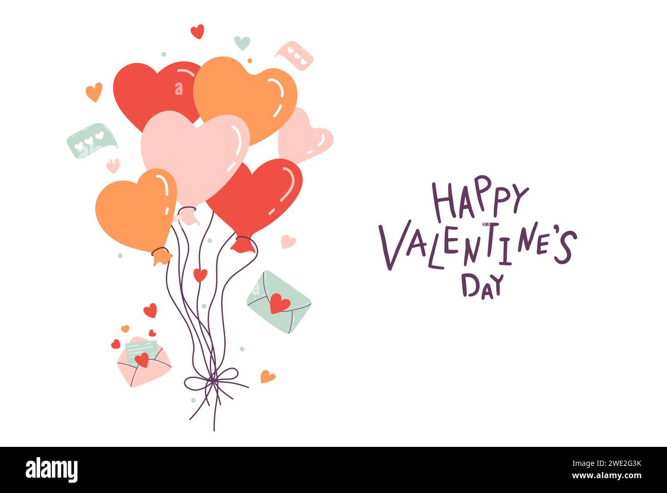 Valentines day card. Letters with balloons with declaration of love ...