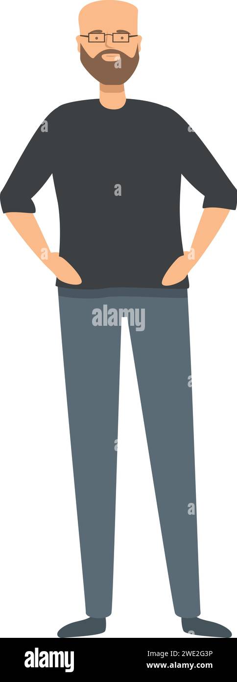 Bald guide man icon cartoon vector. Eye street. Service people care ...