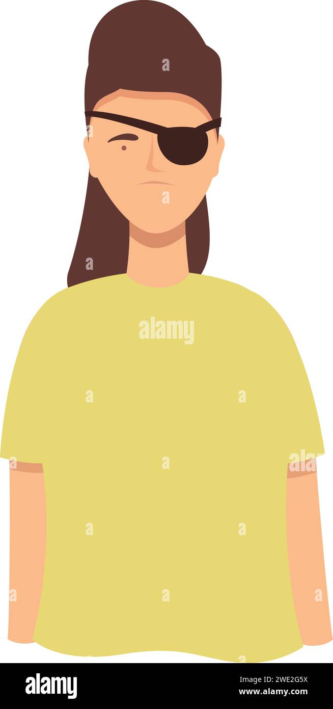 One eye girl blind icon cartoon vector. Tactile health. Guide reading ...