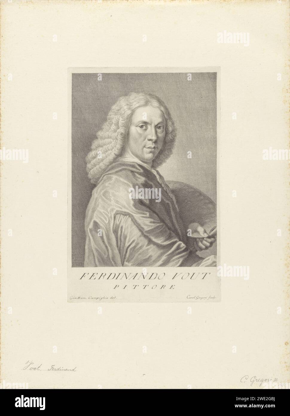 Portrait of artist Jacob Ferdinand Voet, Carlo Gregori, After Giovanni ...