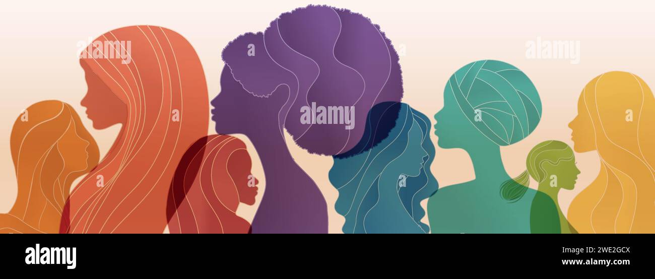 Group Silhouette Of Multicultural Women International Womens Day
