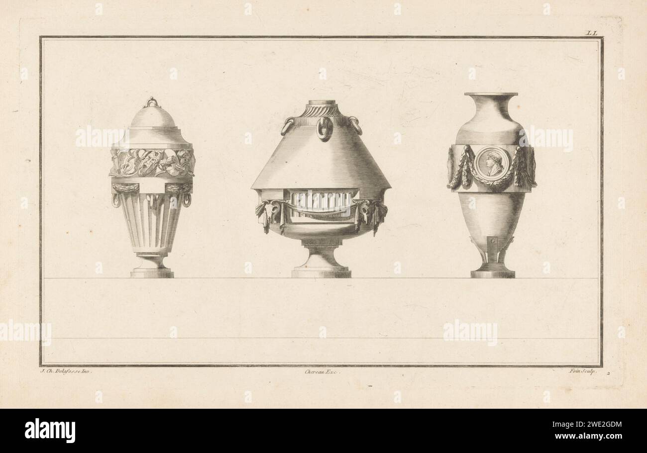 Drie Vazen, Augustin Hay, Jacques-François Chéreau, After Jean Charles ...