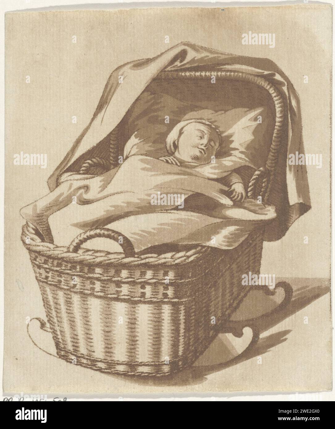 Sleeping baby in a cradle, Hermanus Numan, 1754 - 1825 print ...