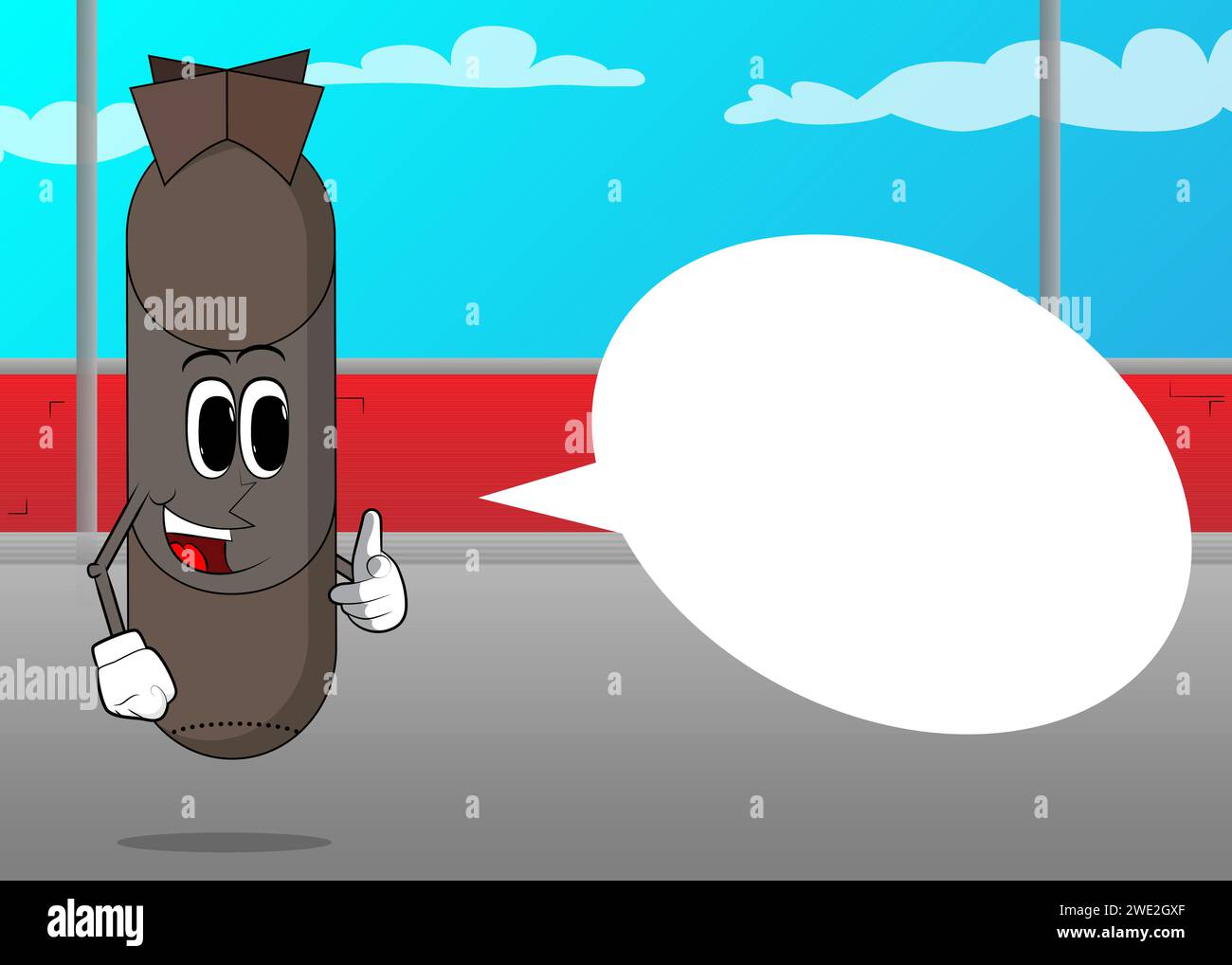 Bomb pointing at the viewer with his hand. Missile, explosive as funny ...