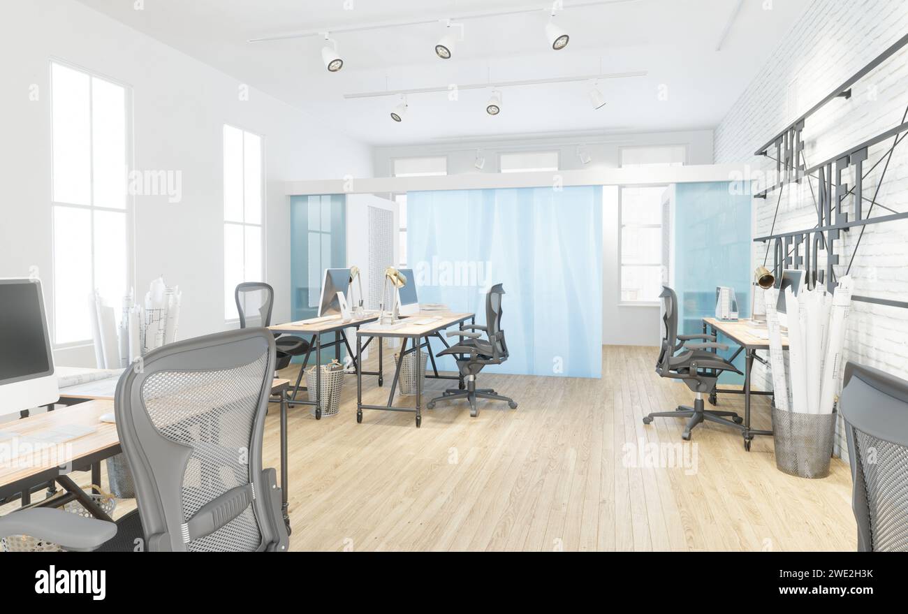 Office rows tables chairs hi-res stock photography and images - Alamy