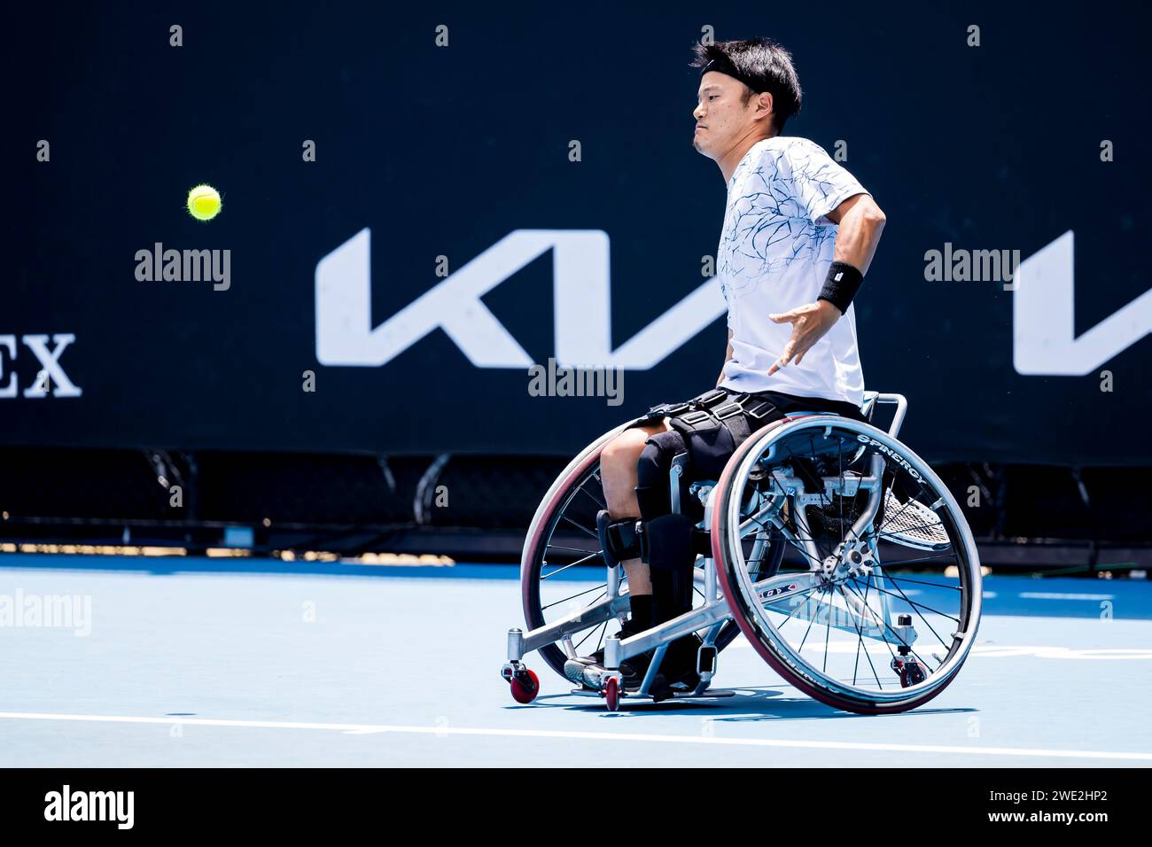 MELBOURNE, VIC - JANUARY 23: Takuya Miki of Japan in action during round 1 of the wheelchair ...