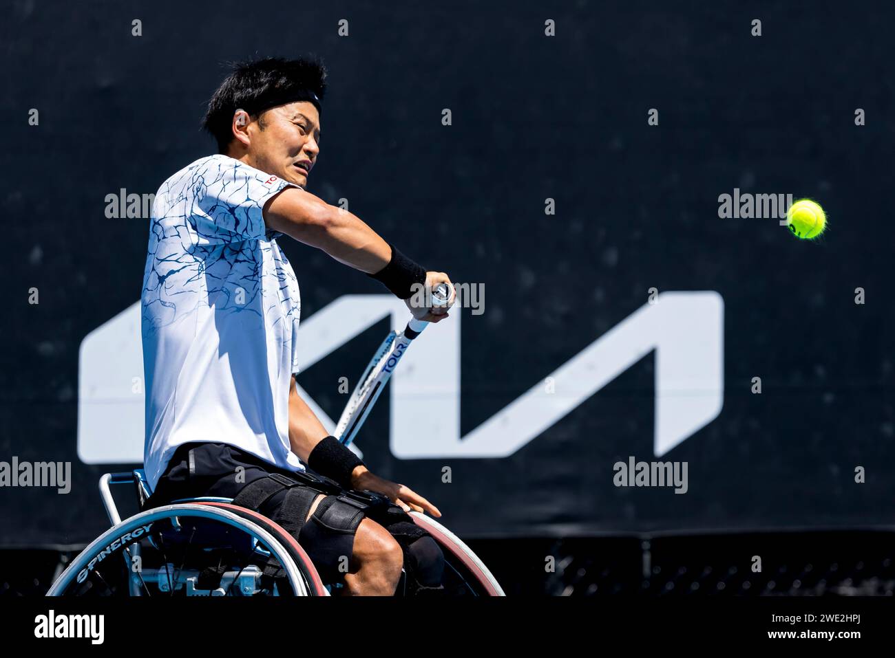 MELBOURNE, VIC - JANUARY 23: Takuya Miki of Japan in action during round 1 of the wheelchair ...