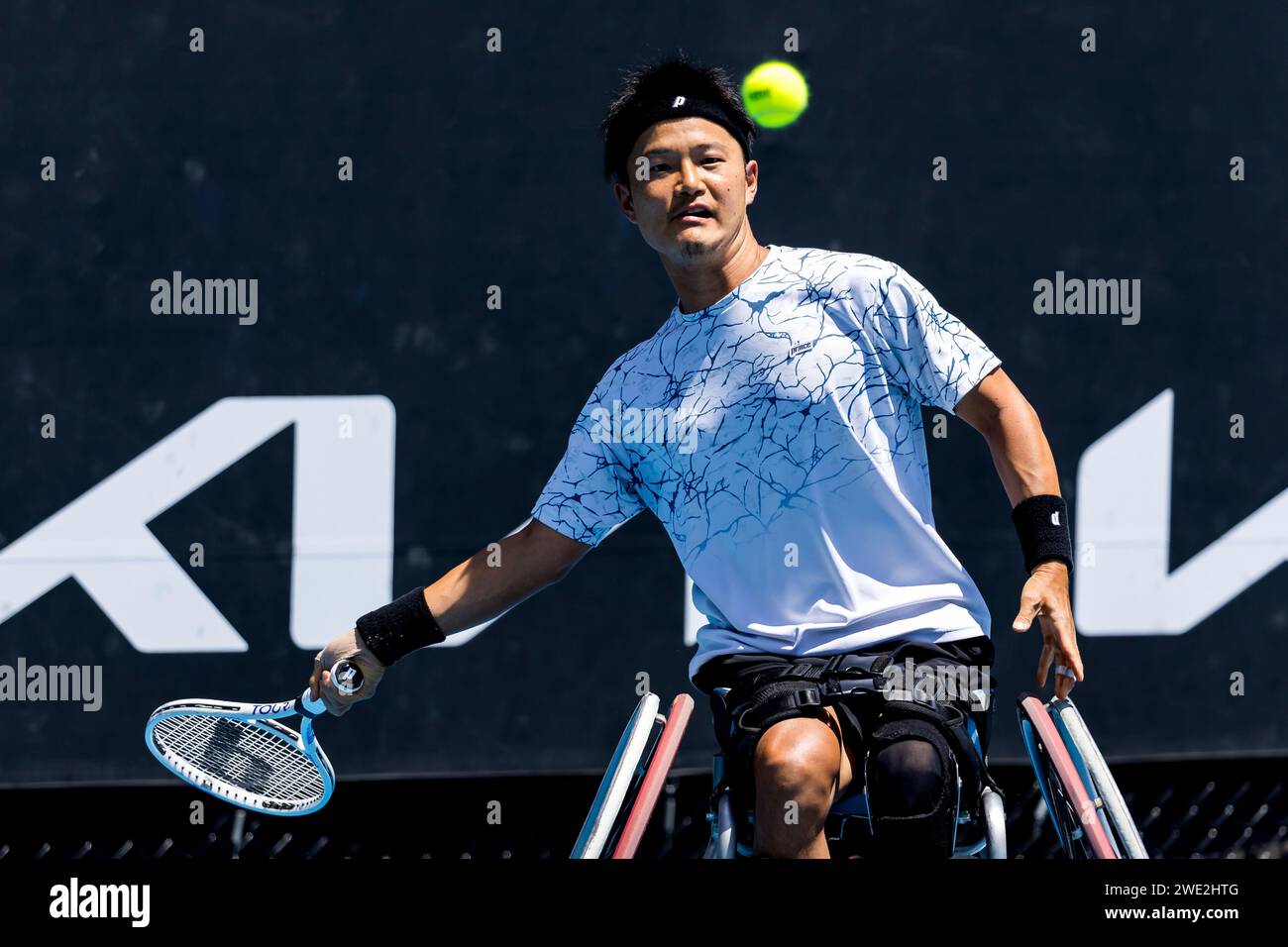 MELBOURNE, VIC - JANUARY 23: Takuya Miki of Japan in action during round 1 of the wheelchair ...