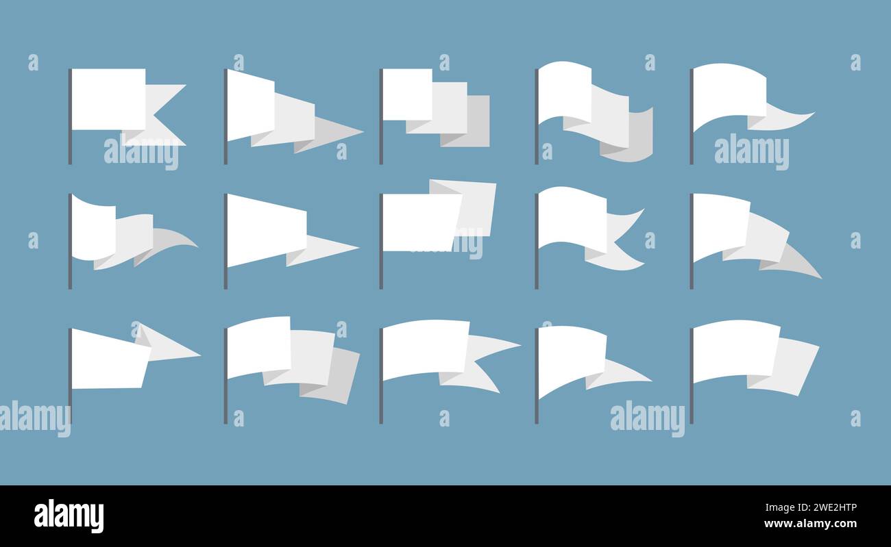 Plain white flags miniatures Stock Vector Image & Art - Alamy