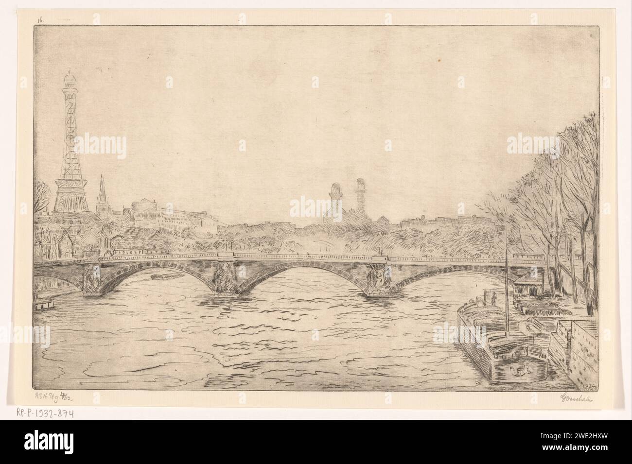 Pont de l'Alma about the Seine in Paris, Joseph Henry Gosschalk, 1930 ...