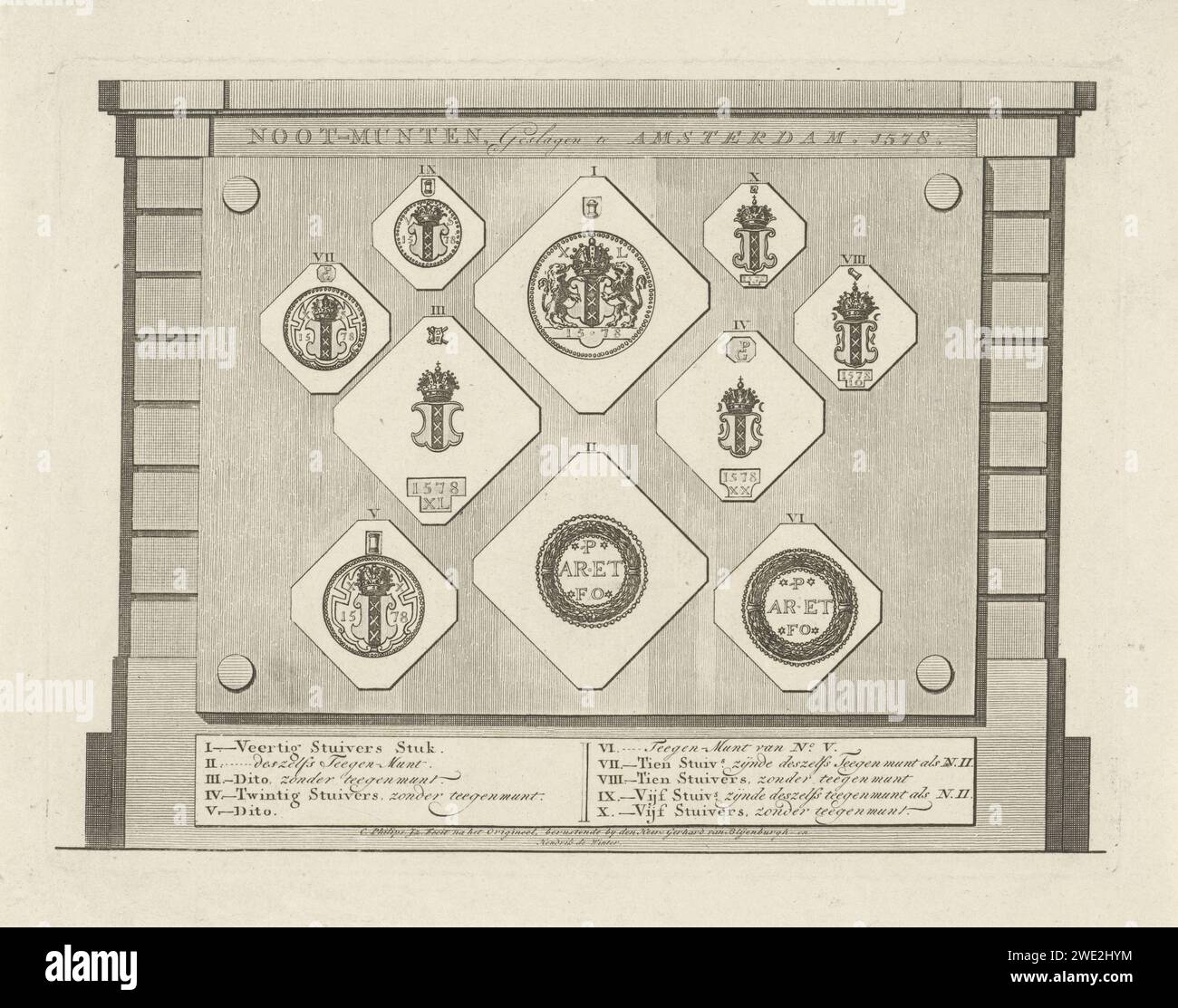 Emergency coins from Amsterdam, 1578, Caspar Jacobsz. Philips, c. 1752 ...