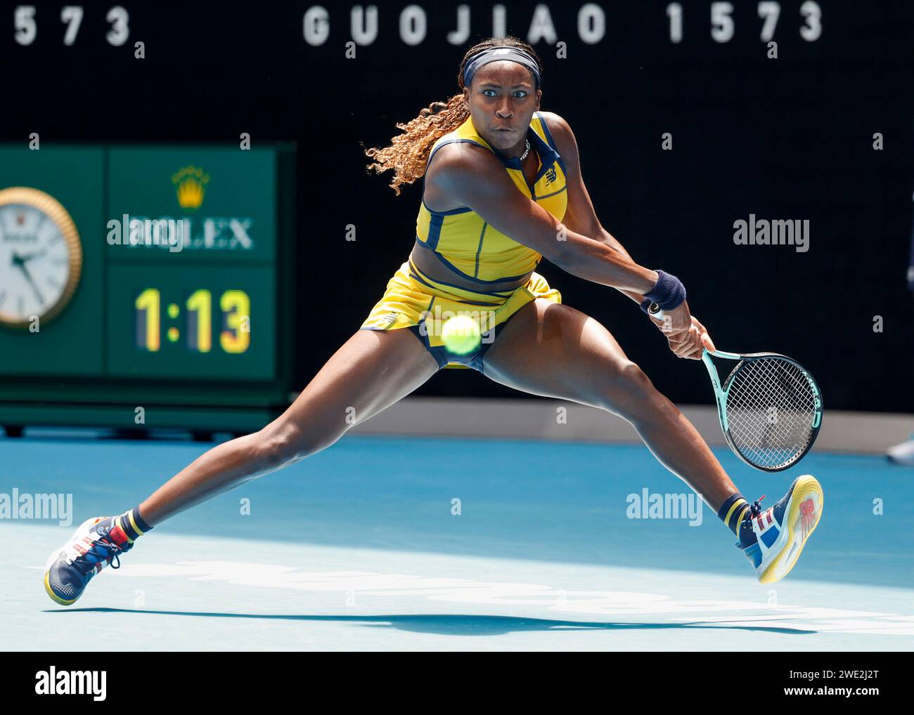 Melbourne, Australia. 23rd.Jan., 2024. American tennis player Coco Gauff in action during the ...