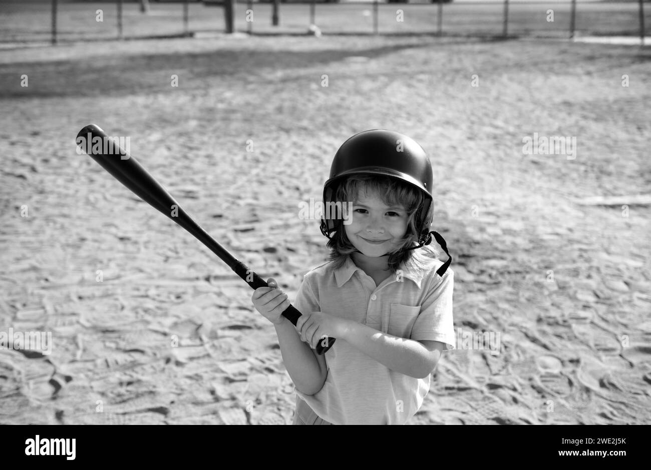 Boy kid posing with a baseball bat. Portrait of child playing baseball ...