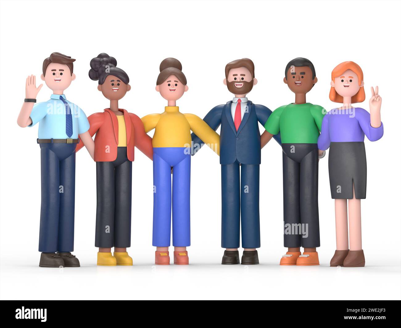 International friendship flat 3D illustration. Young diverse people ...