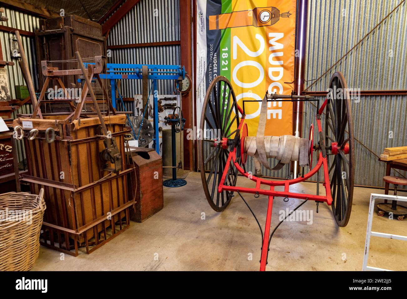 Mudgee historical museum in Australia with horse drawn carts on display ...