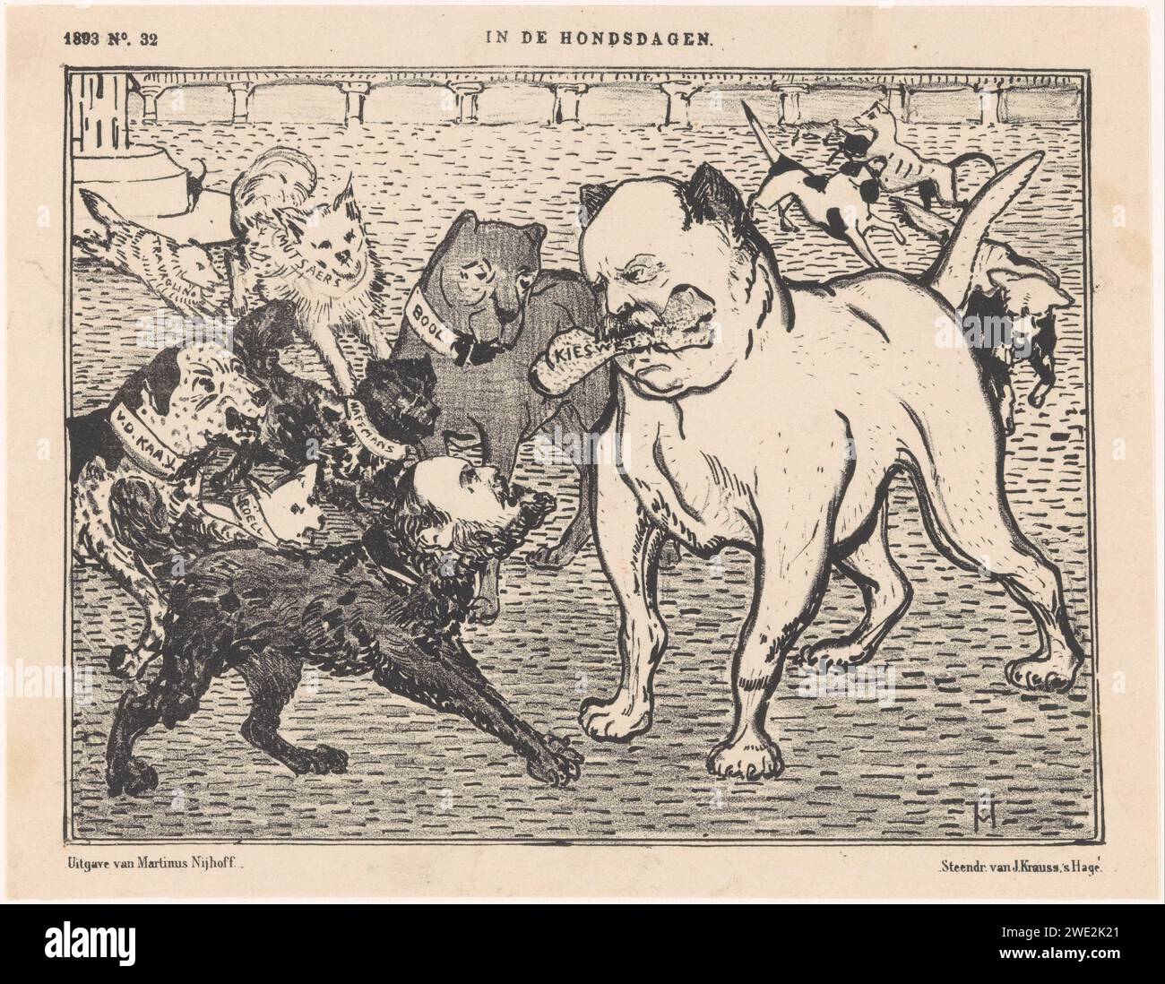 Cartoon on the Electoral Act of Johannes Tak van Poortvliet, Theo van ...