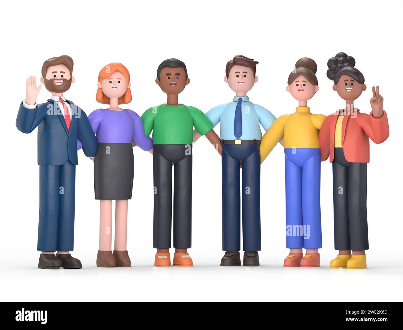 International friendship flat 3D illustration. Young diverse people ...