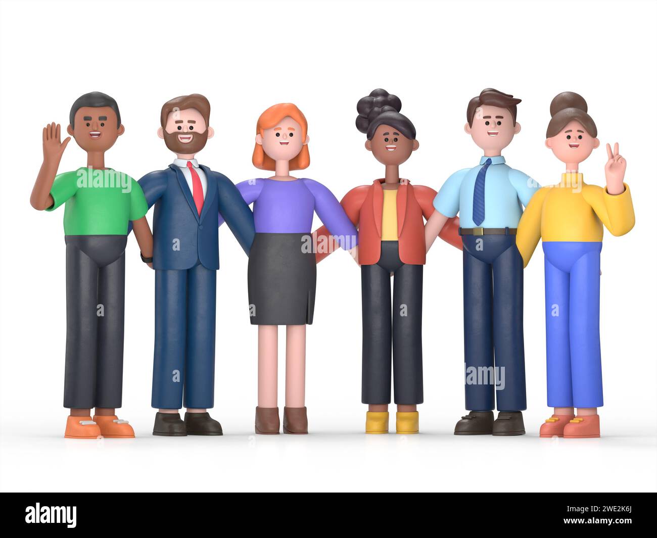 International friendship flat 3D illustration. Young diverse people ...