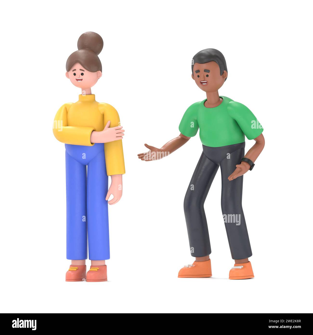 Sorry. The man apologizes to the offended woman. Relationships. 3D ...