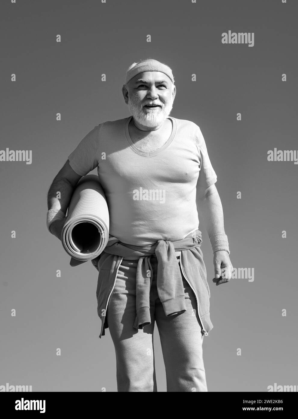 Sport Fit Senior Man Resting After Working Out Grandfather Pensioner Elderly Man Practicing