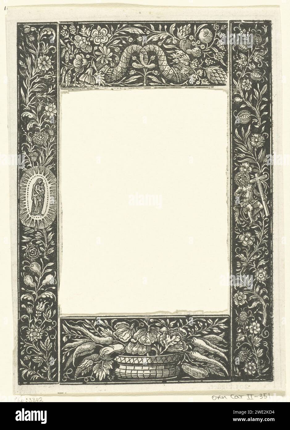 Frame consisting of two vertical panels and two Frisians, Anonymous ...