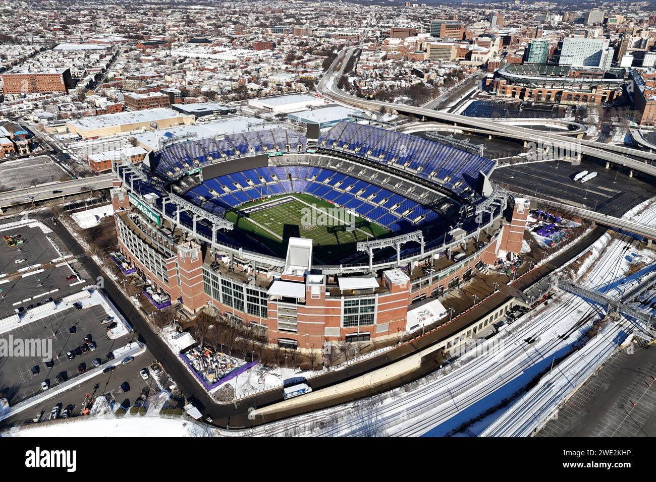 BALTIMORE, MARYLAND, JAN 21: A general overall aerial view of M&T Bank ...