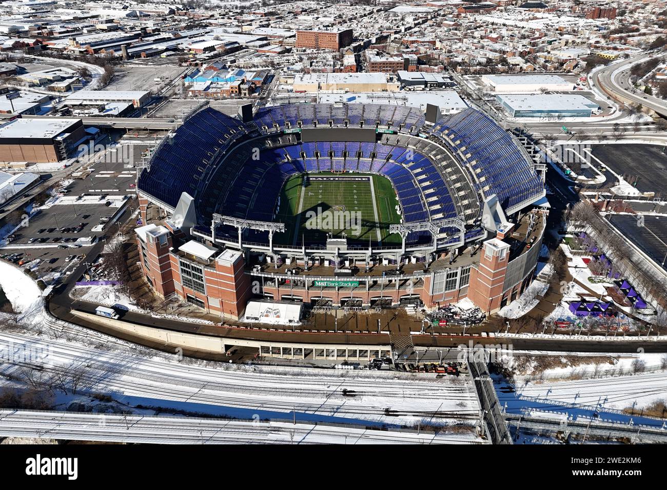 BALTIMORE, MARYLAND, JAN 21: A general overall aerial view of M&T Bank ...