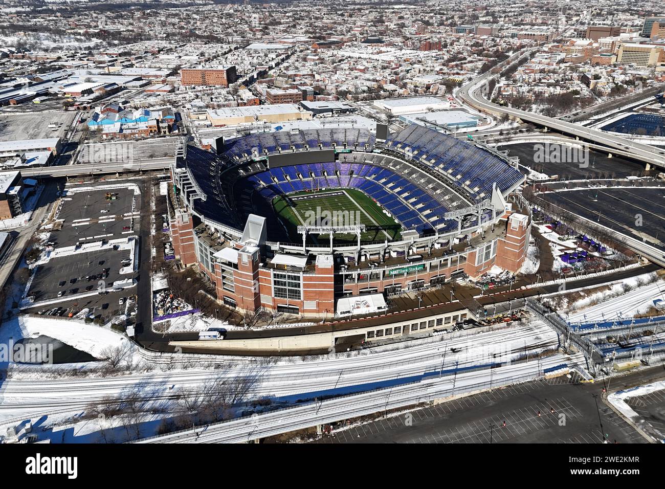 BALTIMORE, MARYLAND, JAN 21: A general overall aerial view of M&T Bank ...