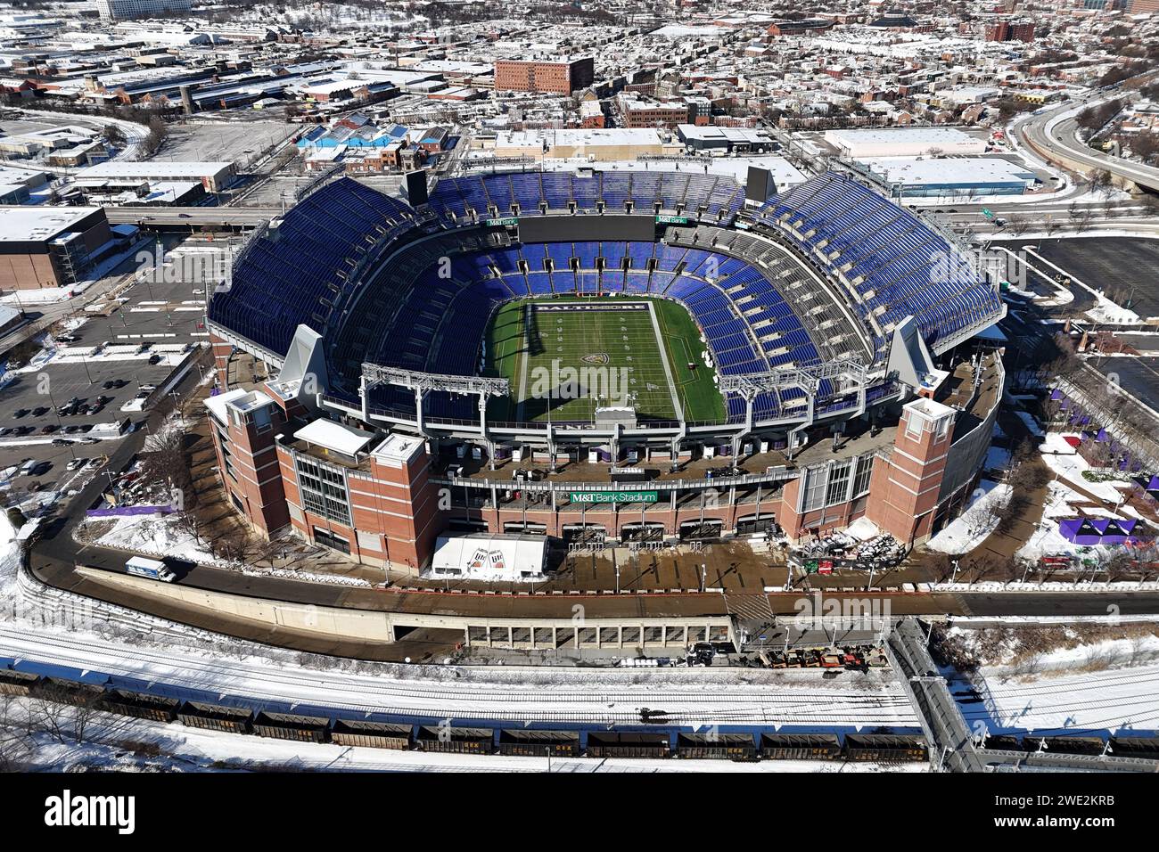 BALTIMORE, MARYLAND, JAN 21: A general overall aerial view of M&T Bank Stadium on January 21 ...