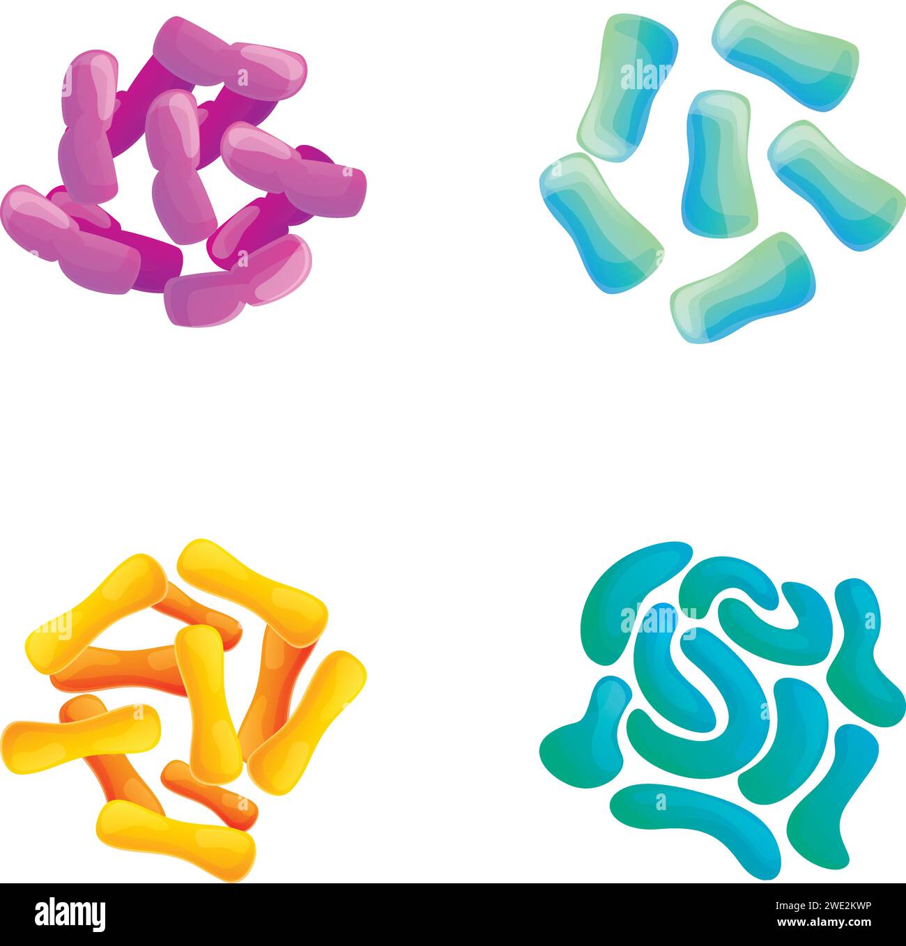 Bacteria icons set cartoon vector. Various type of bacteria, virus and ...