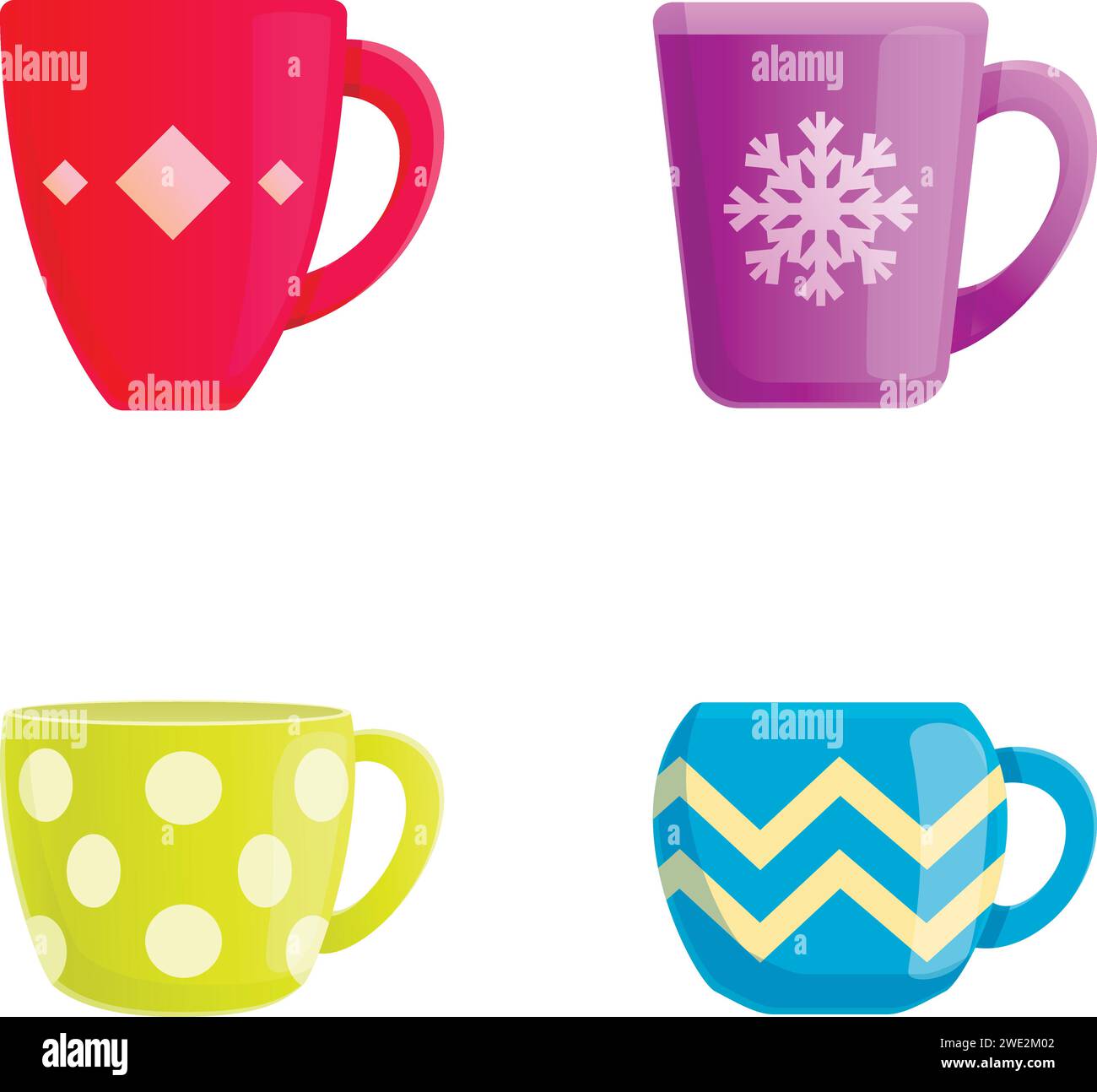 Colorful cup icons set cartoon vector. Various bright ceramic cup ...