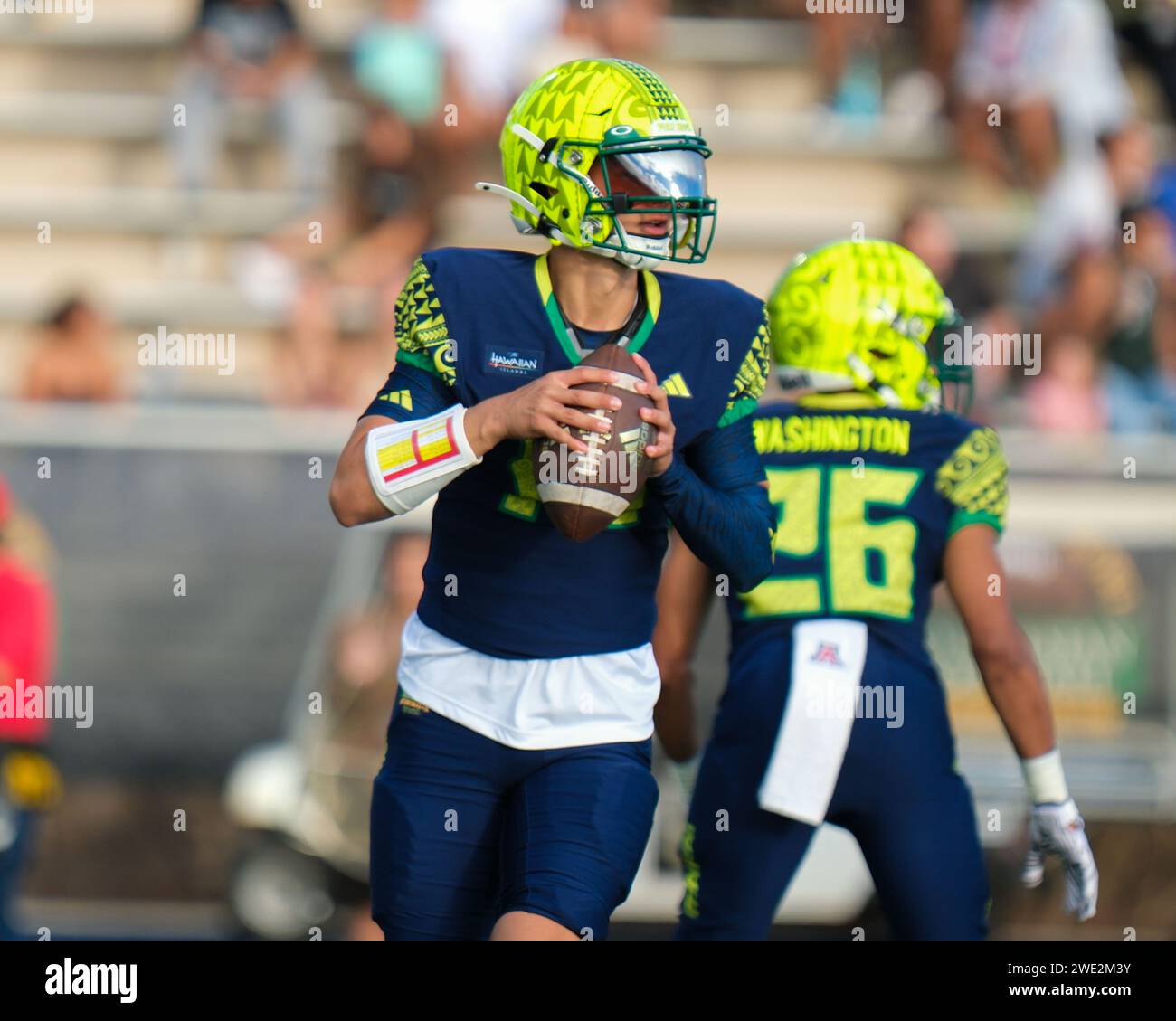 Honolulu, Hawaii, USA. 19th Jan, 2024. Team Makai quarterback Ty ...