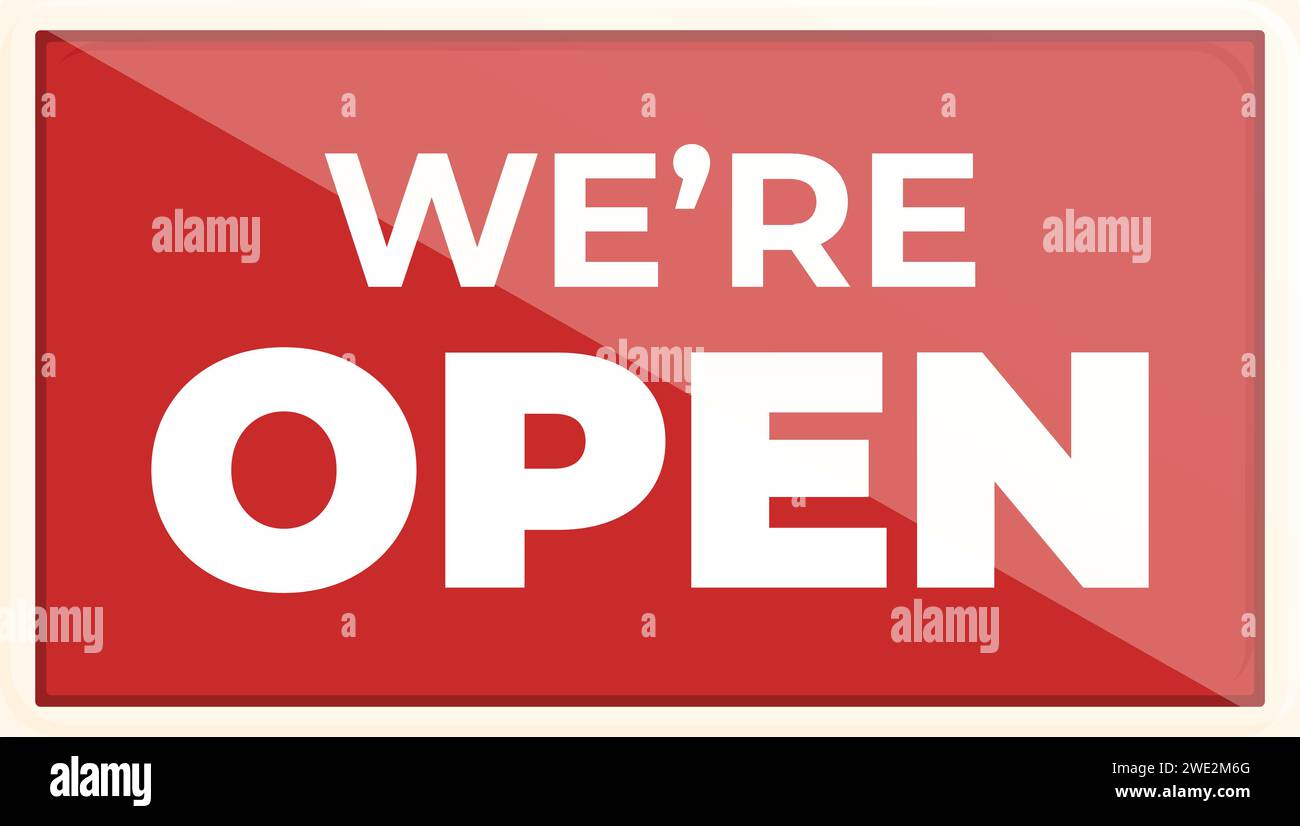 We are open shop icon cartoon vector. Board welcome. Street shop Stock ...
