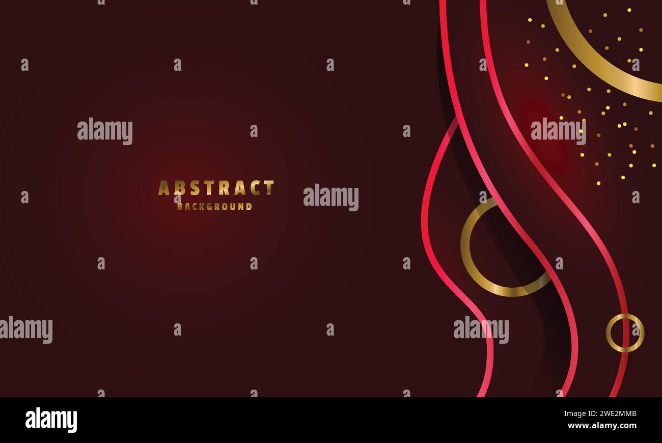 Dark red luxury premium background with gold line shape Stock Vector ...