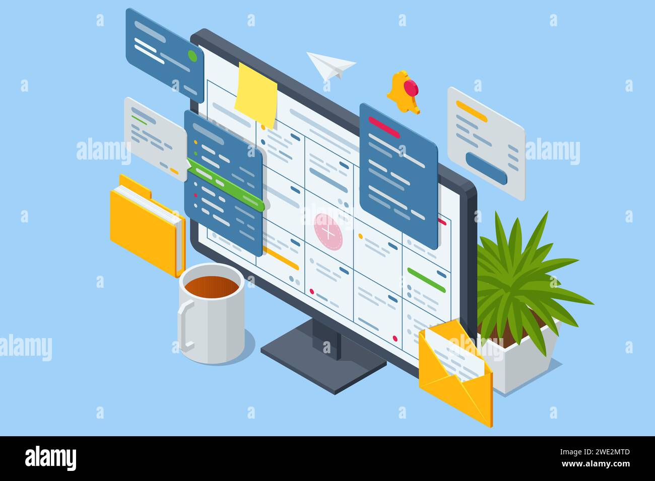 Isometric Business Project Management System. Project manager updating ... Isometric Business Project Management System. Project manager updating ...