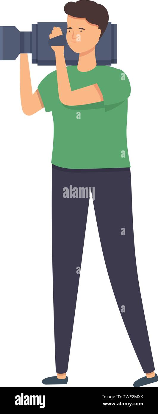 Master cameraman icon cartoon vector. News production. Content creation ...