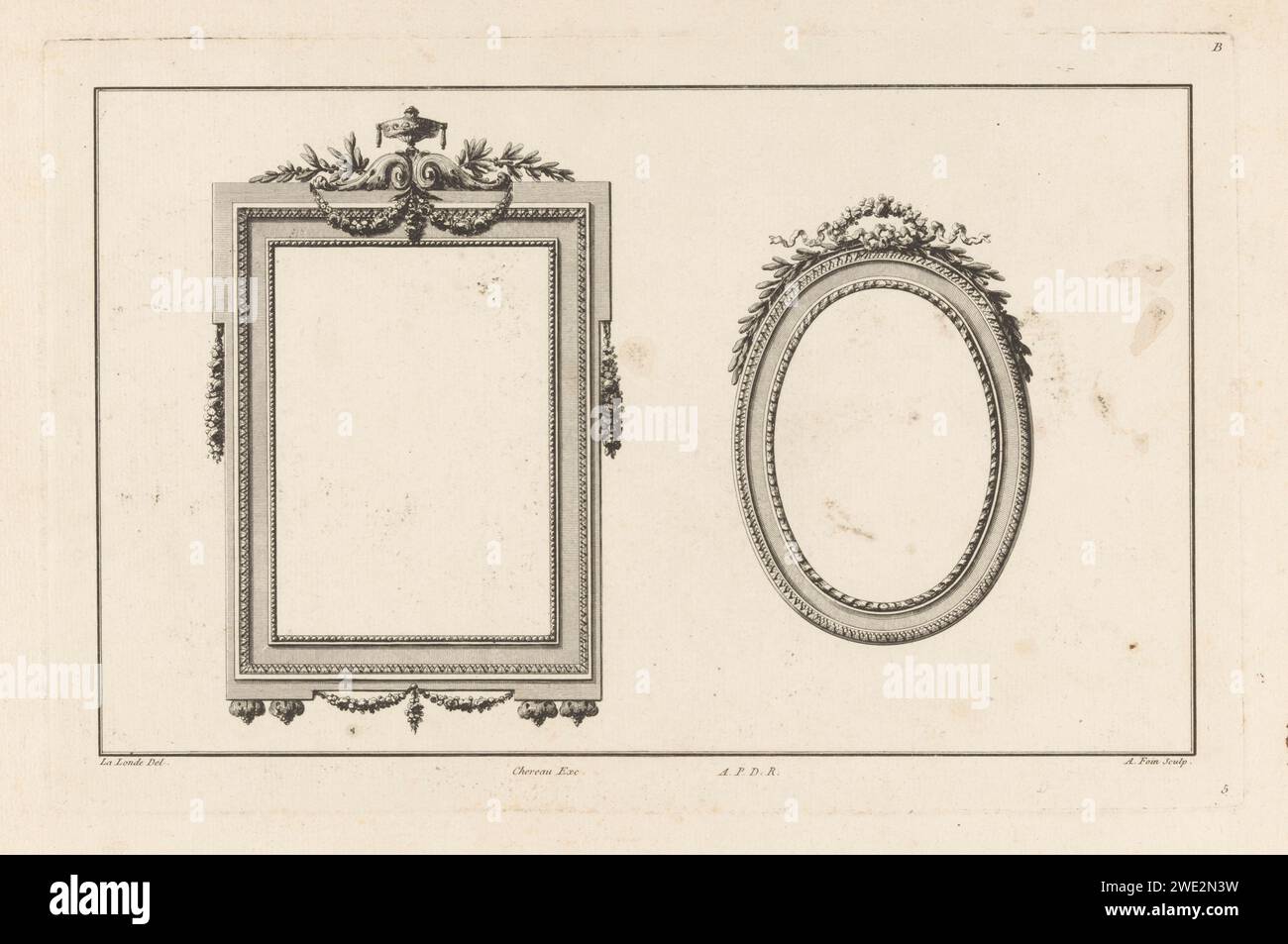 Rectangular and oval frame, Augustin Foin ,, After Richard de Lalonde ...