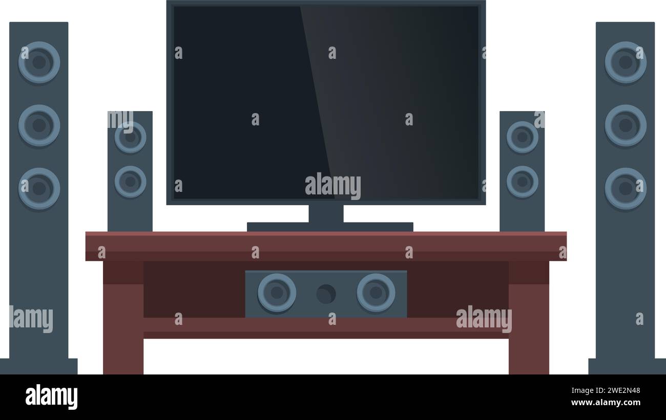 Watch home theater icon cartoon vector. Room family. Movie center Stock ...