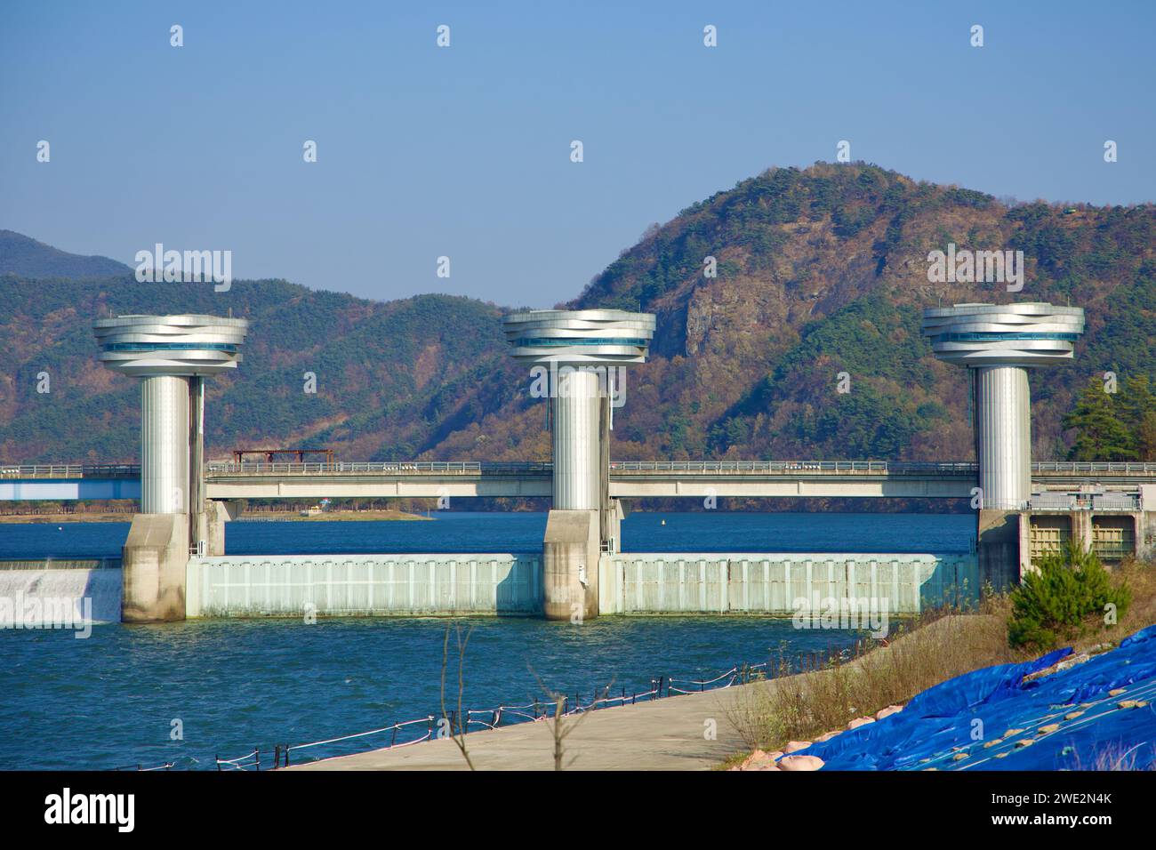Sangju City, South Korea - November 18th, 2023: The Sangju Weir, a ...