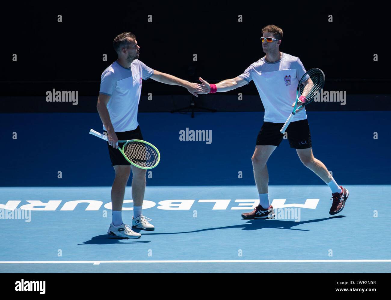 Melbourne, Australia. 23rd Jan, 2024. Ariel Behar (R)/Adam Pavlasek ...