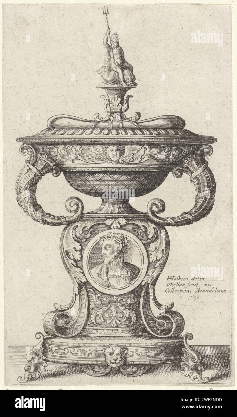 Ornamental scale with Neptunus, Wenceslaus Hollar, after Hans Holbein ...