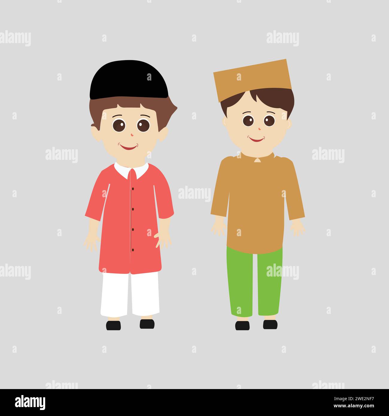 Happy muslim boy cartoon character vector. Muslim boy praying, Little ...