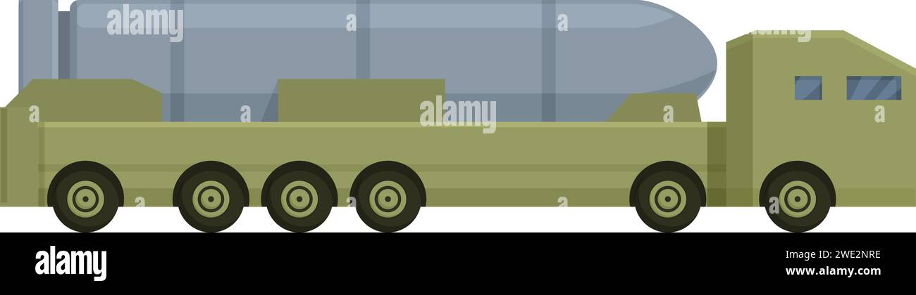 Ground nuclear truck icon cartoon vector. Missile battle. Rocket atom ...