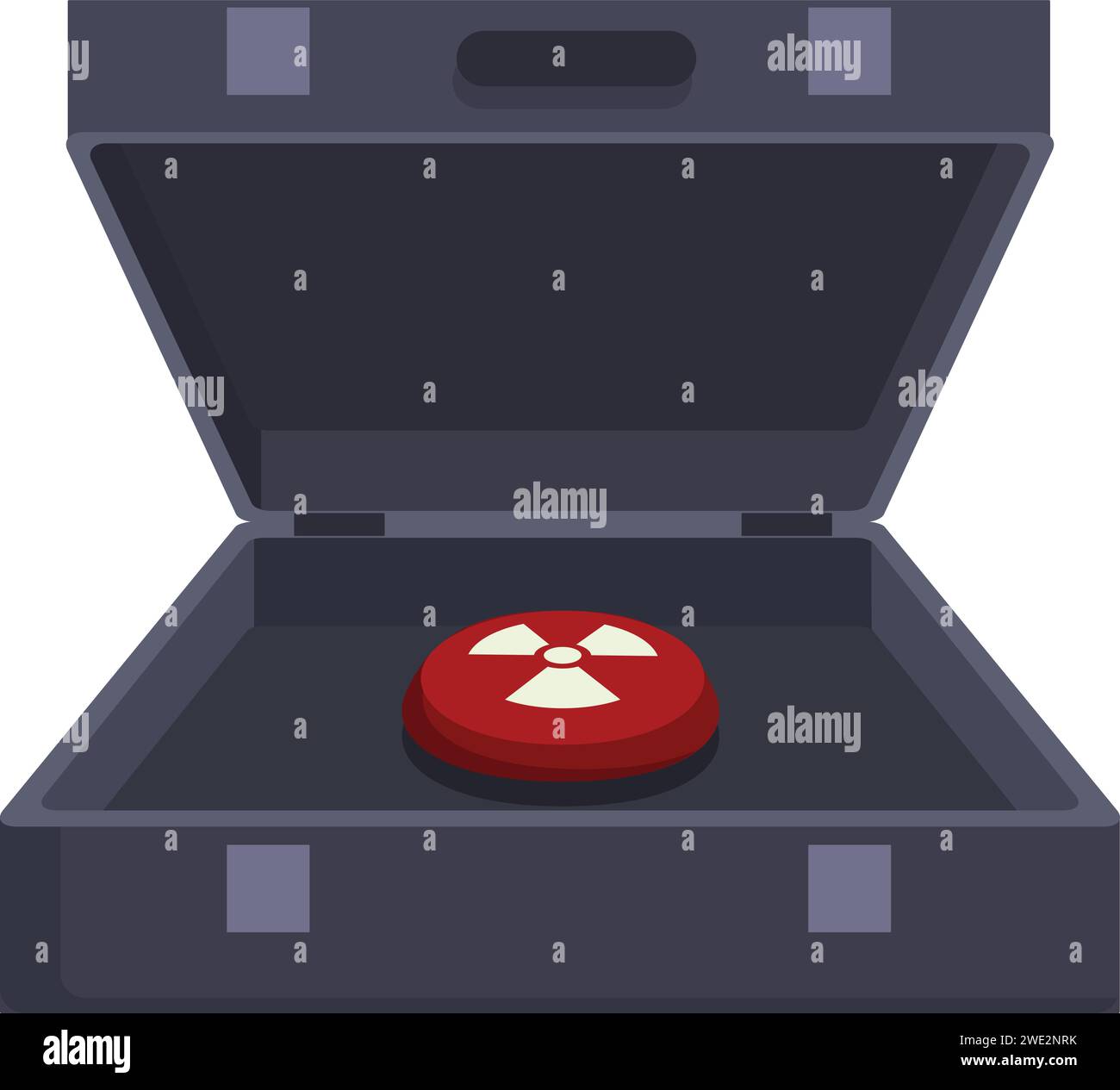 Nuclear weapon case red button icon cartoon vector. War blast. Atom ...