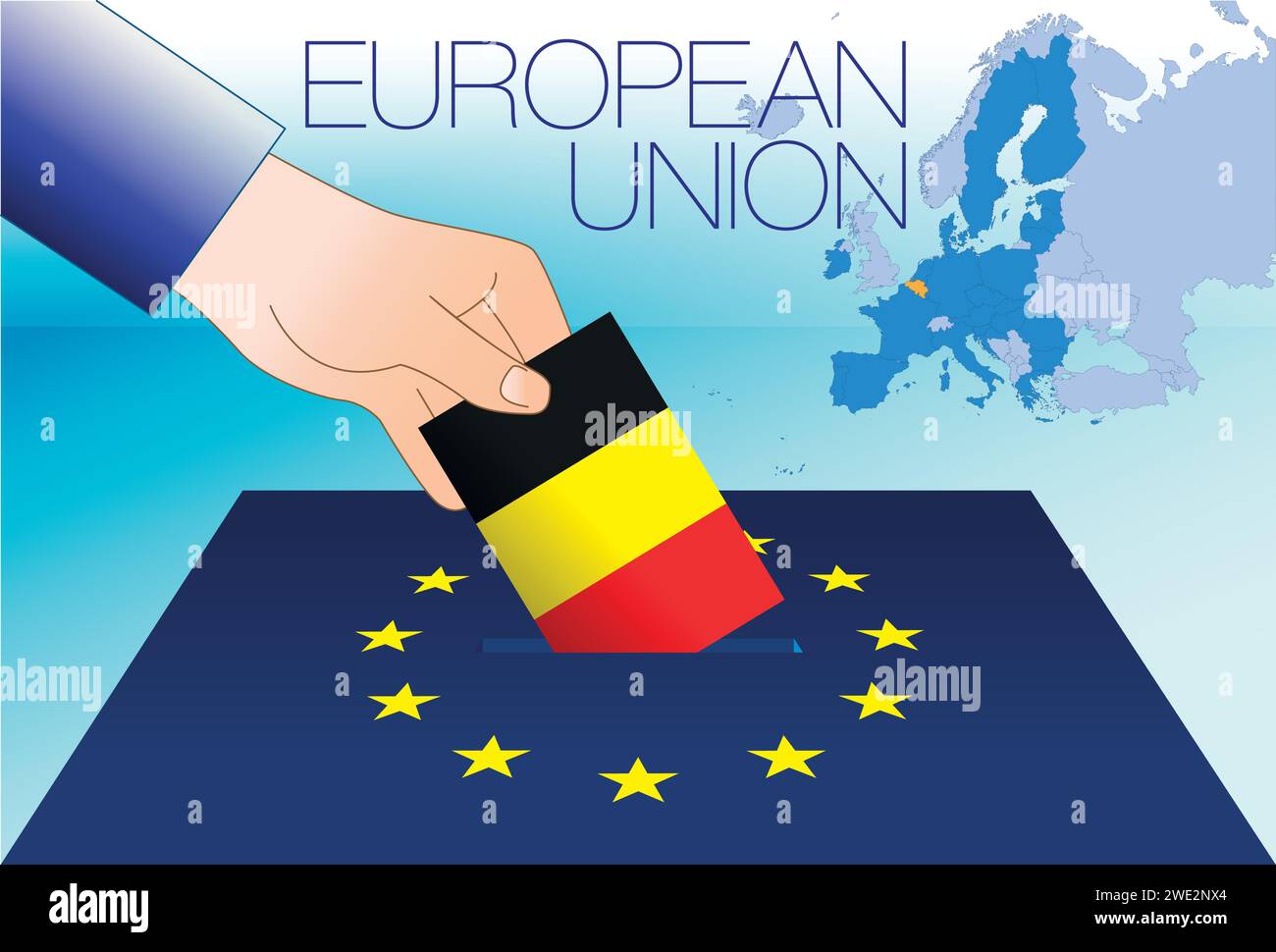 European Union, voting box, European parliament elections, Belgium flag ...