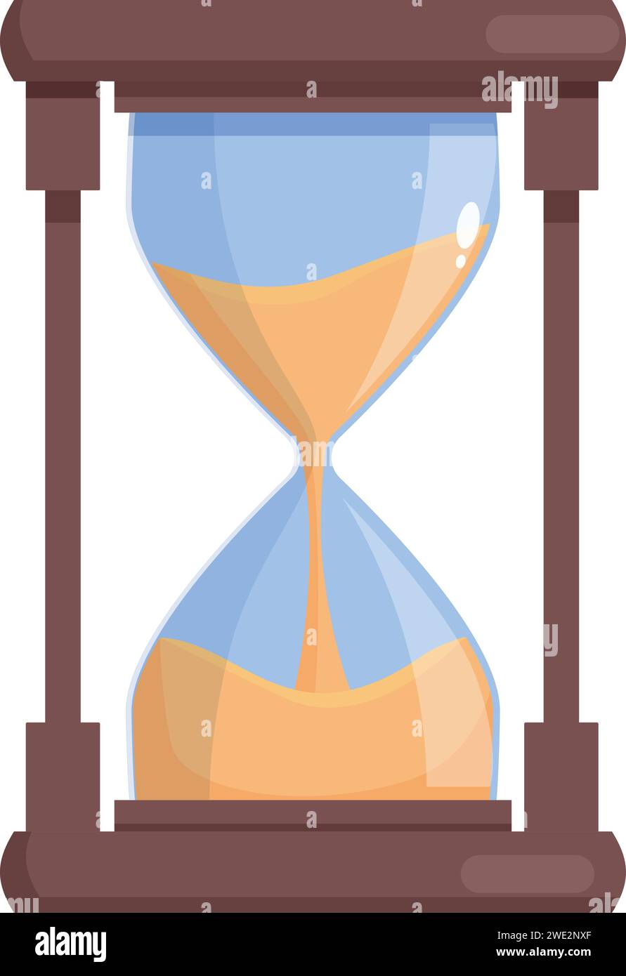 Wood sand timer icon cartoon vector. Number digital. Second date Stock ...