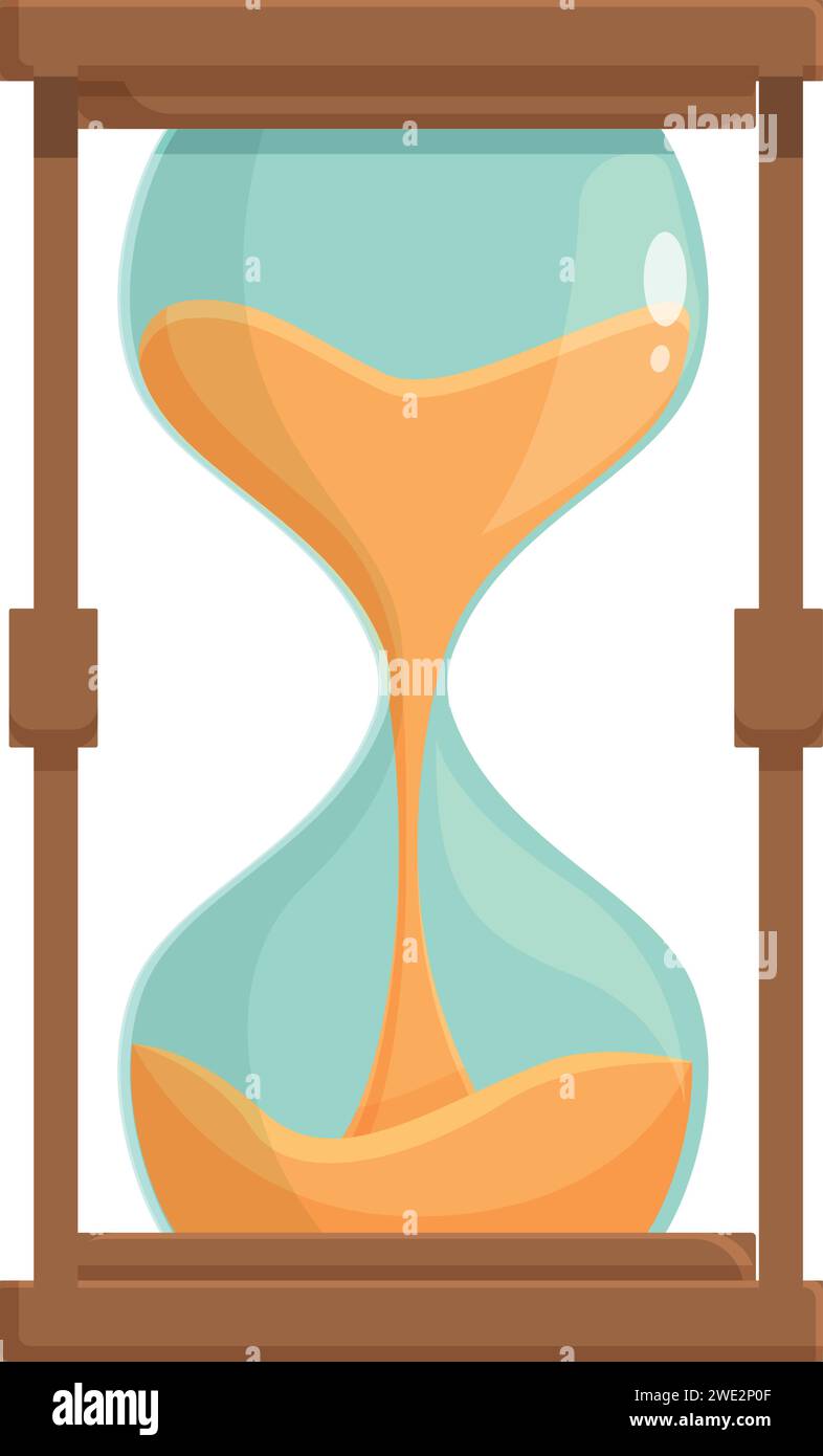 Wood sand clock icon cartoon vector. Game waiting. Loading golden alarm ...